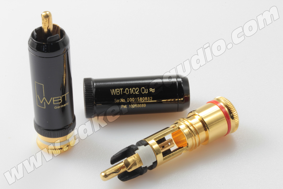 WBT 0102 Cu Male RCA Pair - WBT Locking Male RCA Plugs